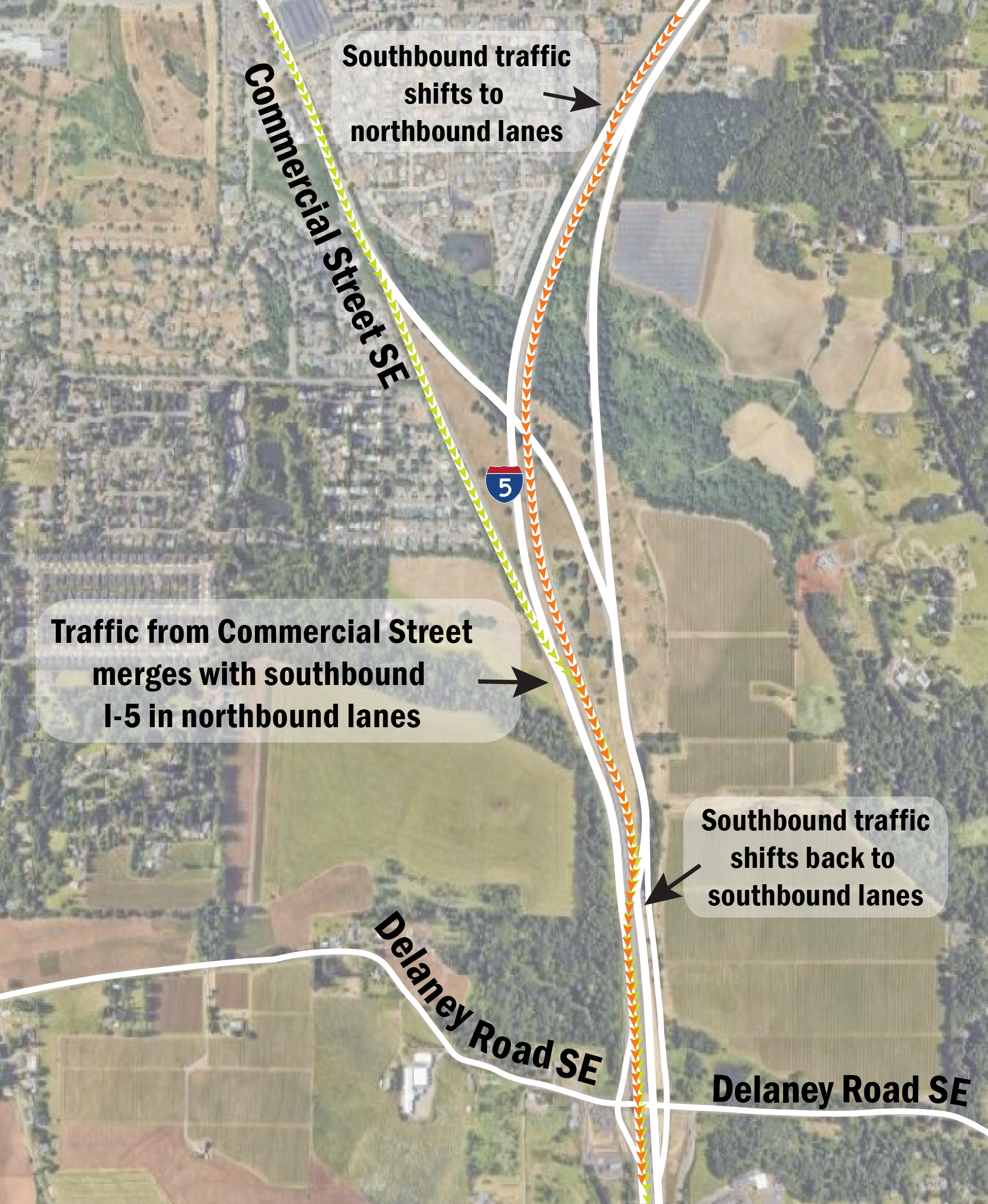 Starting Monday, 10/7, southbound I-5 traffic will shift in South Salem